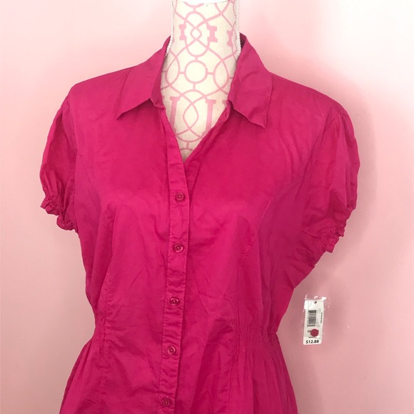 No Boundaries | Tops | Nwt Hot Pink Button Down Blouse | Poshmark